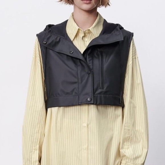 Zara | Jackets & Coats | Zara Rubberized Cropped Vest | Poshmark